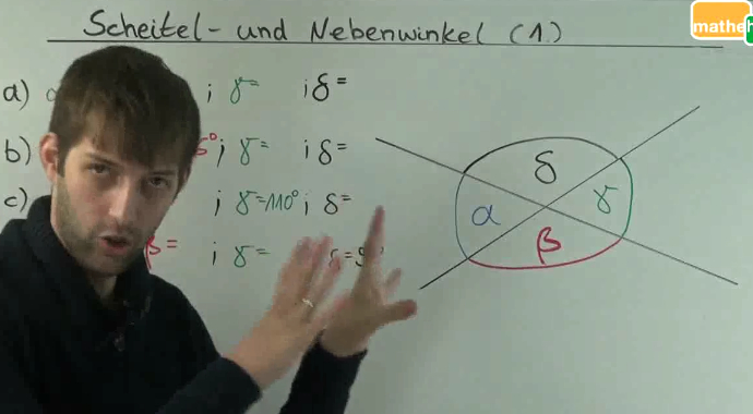 Scheitel- und Nebenwinkel (1) - Mathe Nachhilfe online » mathehilfe24